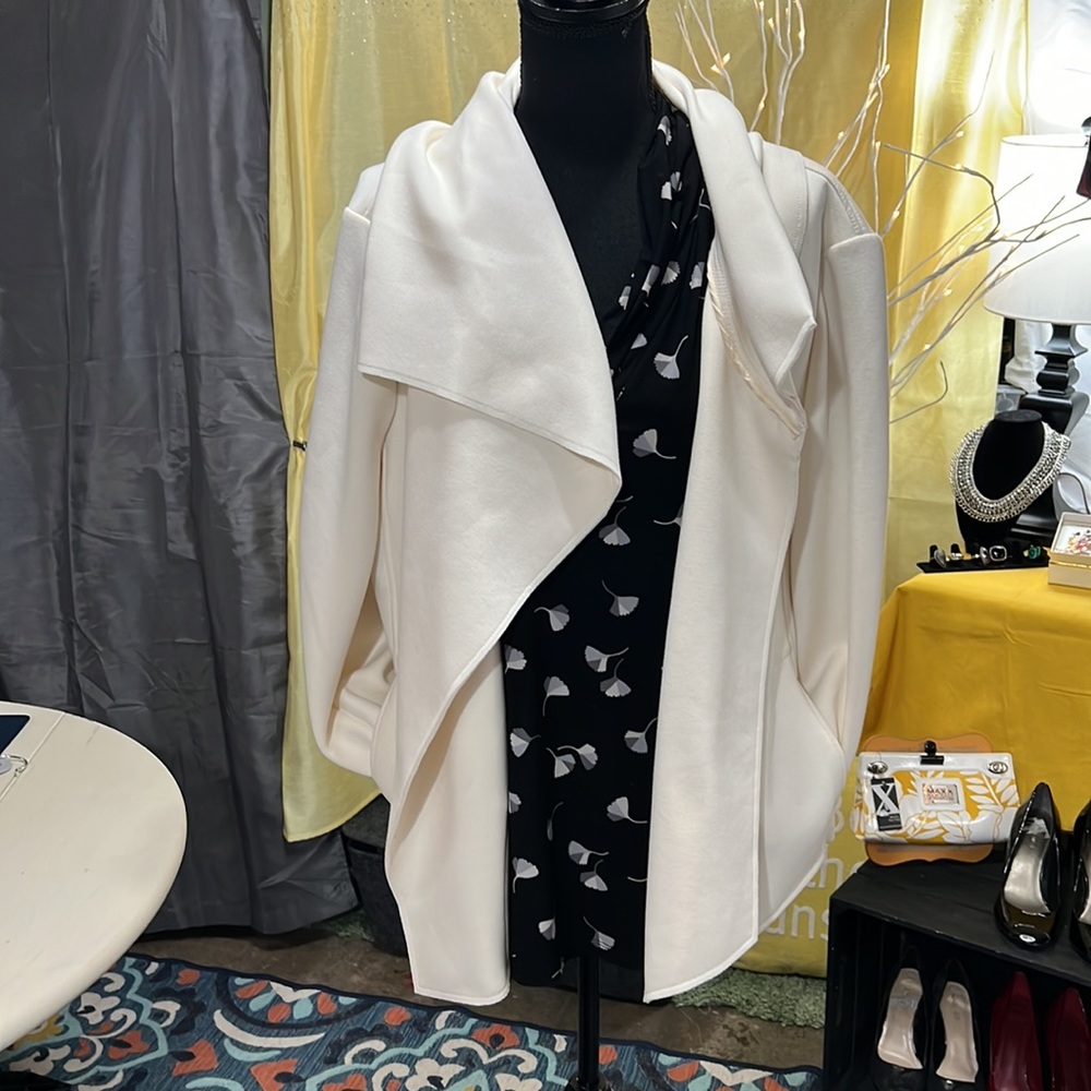 Anne Klein Winter White Warm Crawl Neck Jacket, Soft … - Gem